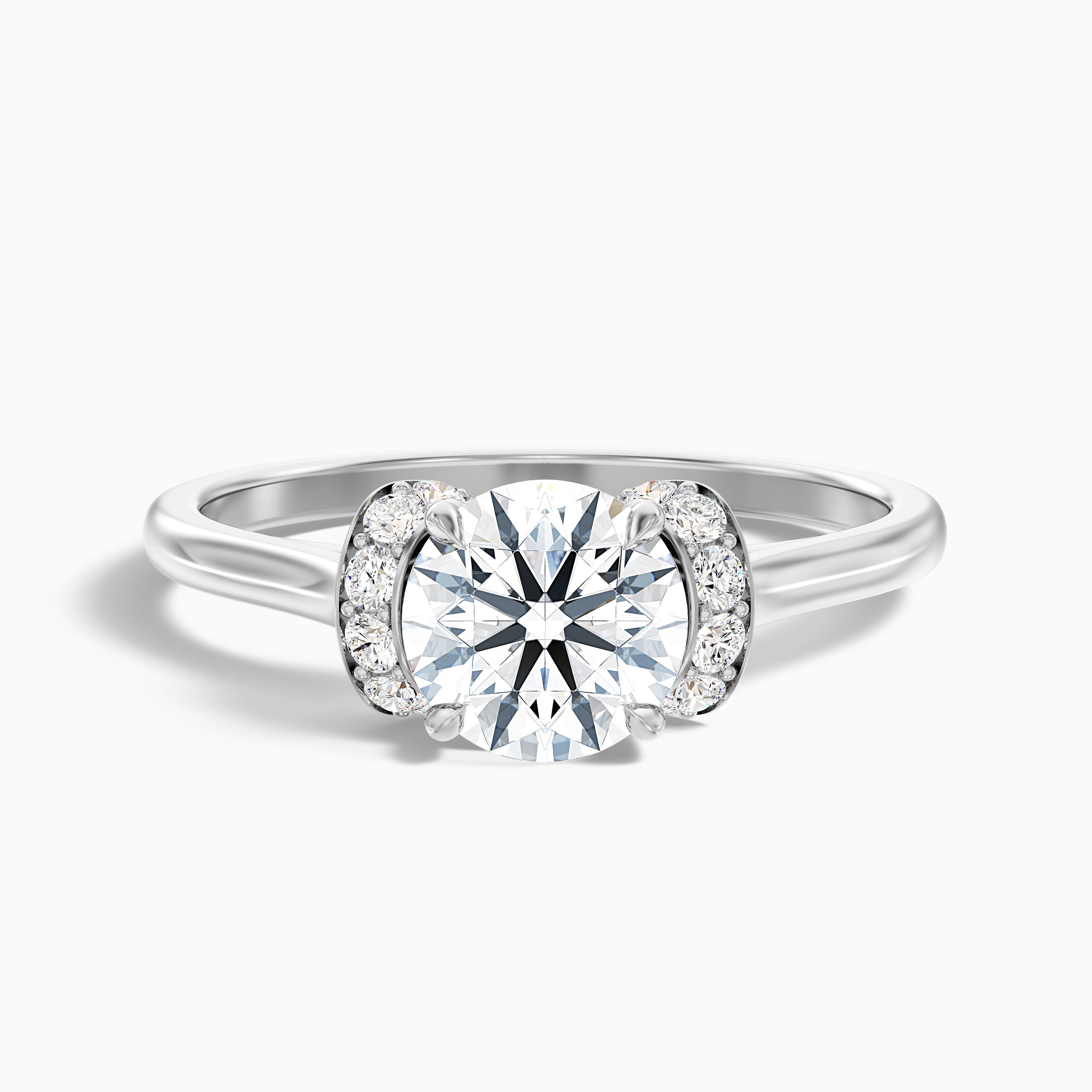 Buy Lux 1 Carat Round Diamond Ring 925 Silver