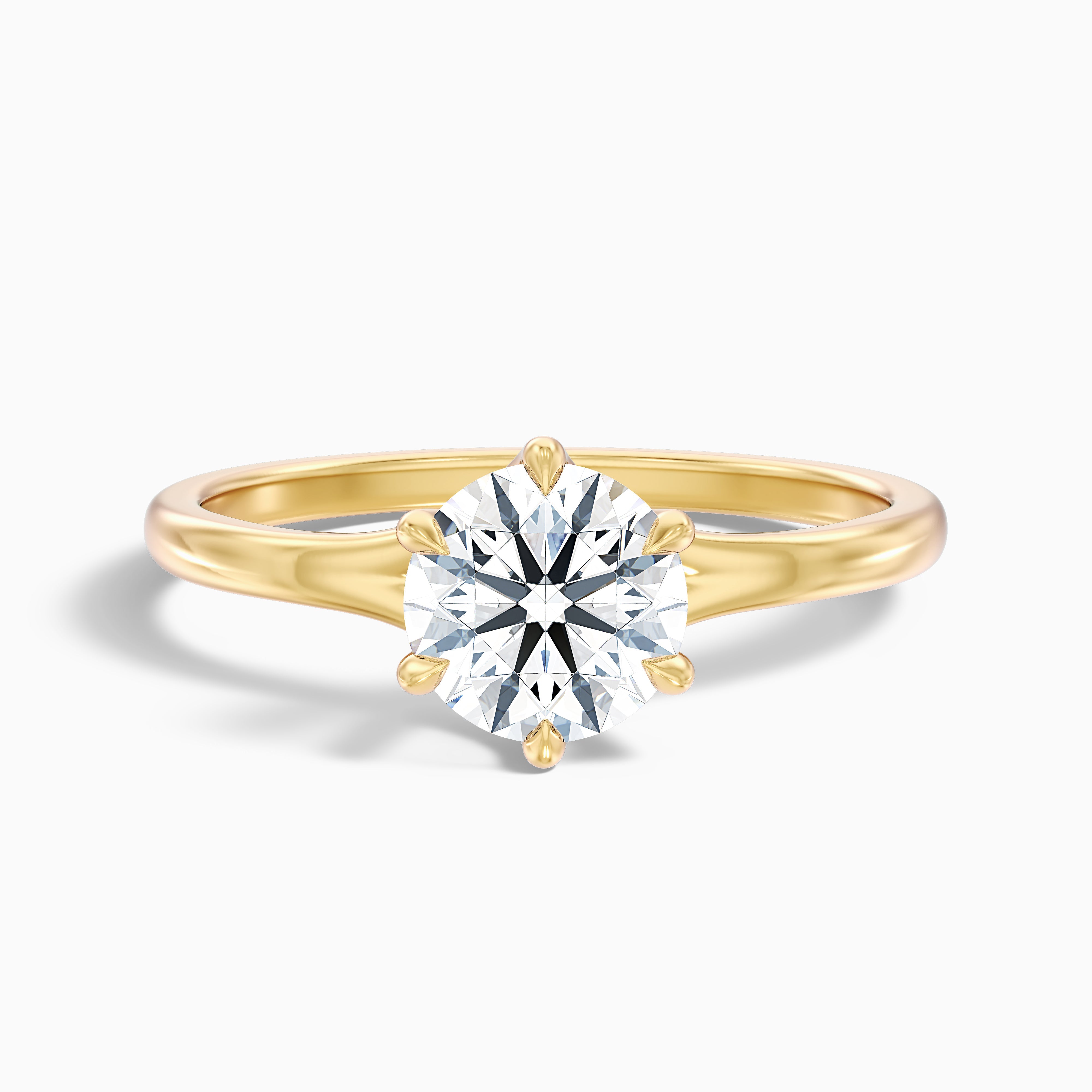 Pick Joya 7 Carat Round Moissanite Ring 14k Yellow Gold